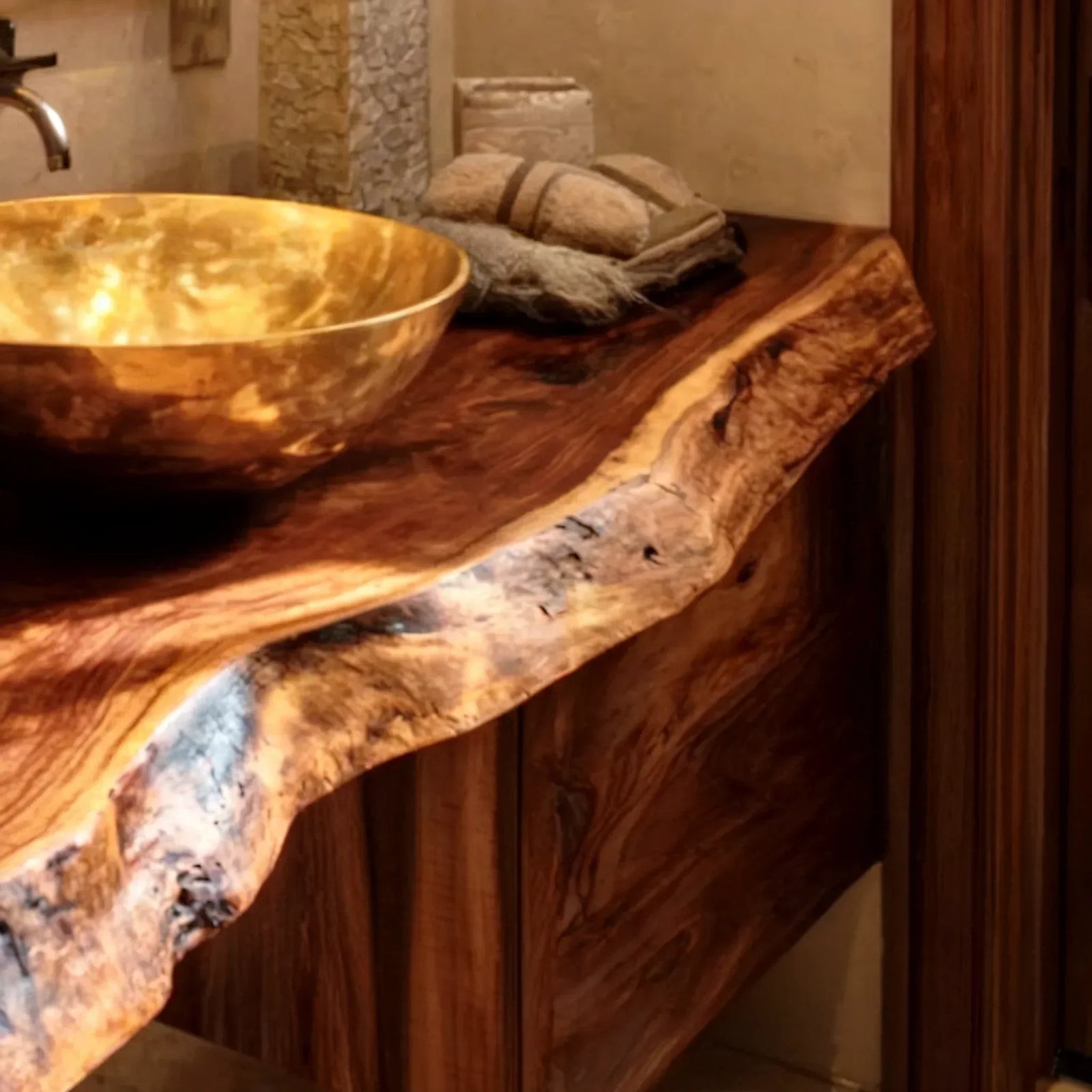 Floating Vanity – Handcrafted Live Edge Bathroom Shelf, Rustic Wall Mo