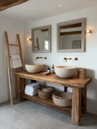 Handcrafted Bathroom Rustic Floating Vanity – Reclaimed Wood Live Edge